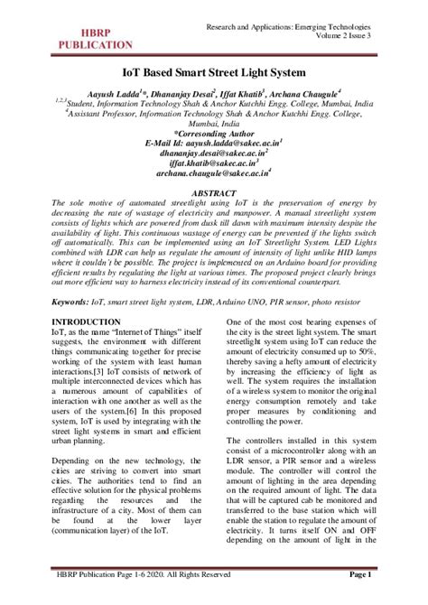 Pdf Iot Based Smart Street Light System