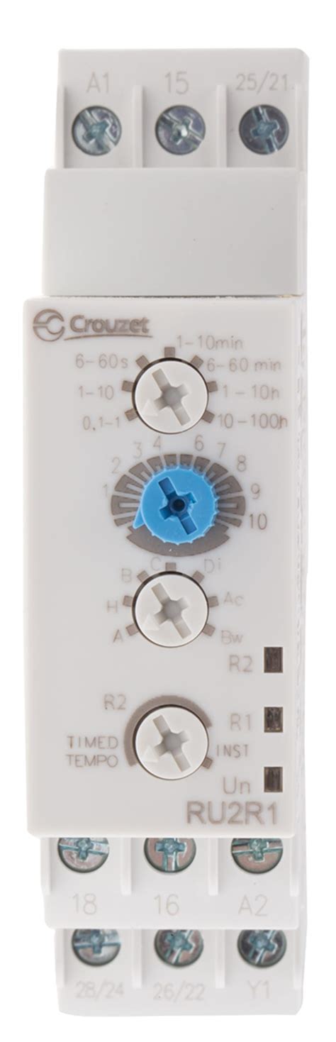 88866305 Crouzet Crouzet DIN Rail Multi Function Timer Relay 24 V Dc 24 240V Ac 0 1 S