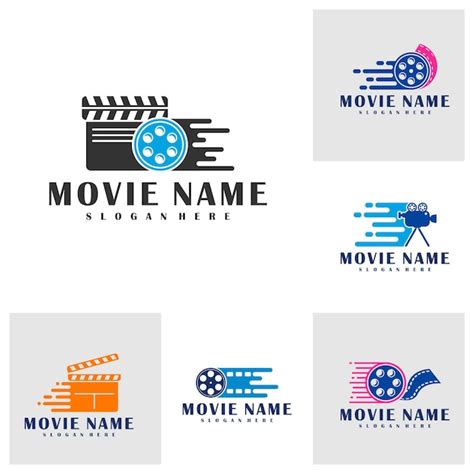 Conjunto De Conceito De Design De Logotipo De Filme Rápido Vetor Design De Ilustração De Cinema
