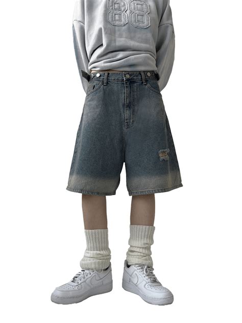 비조 샌드 워싱 데님 버뮤다 반바지 남여공용 힙한 5부 버뮤다팬츠 데님팬츠 Sml 에이블리