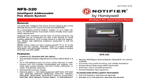 Notifier Nfs 320 Nfs 320 Intelligent Addressable Fire Alarm System 3