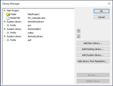Library Projects And The Library Manager — Aimms Users Guide