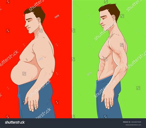 Mans Body Belly Fat Before After Stock Vector Royalty Free 2414437435 Shutterstock