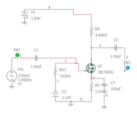 Common Source Amplifier Self Bias Mosfet Multisim Live