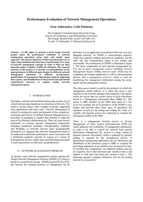 pdf performance evaluation of network management operations