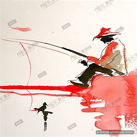 Ai创作图钓鱼喷绘 水墨渔夫 垂钓插画 钓鱼背景墙钓鱼设计 水墨渔夫垂钓水乡 渔翁插画 钓鱼创意海报 渔人图 抽象钓鱼画 垂钓图片 钓鱼插画 水墨渔民 打渔画 钓鱼手绘插画 垂钓图nipic