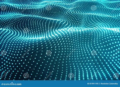 3d Rendering Blue Abstract Space Dark Background With Connecting Dots