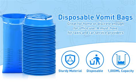 Diubwse 30 Pack Vomit Bags Disposable 1000ml Emesis Bags