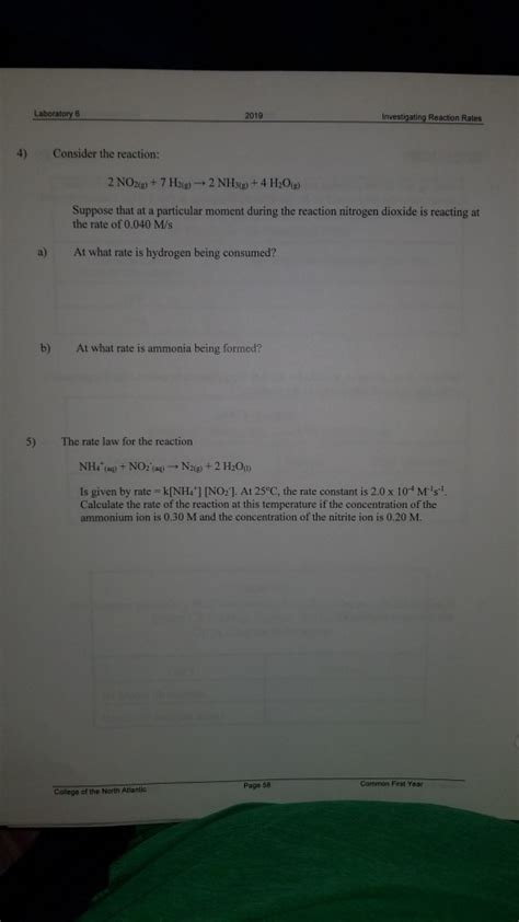 Solved 2 Write The Reaction Rate Expression For The