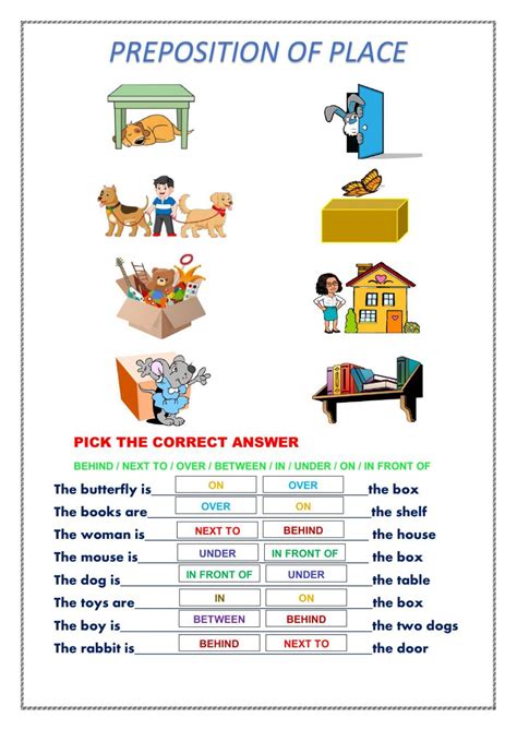 Preposition Of Place Worksheet Grade 2