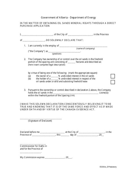 Alberta Canada Statutory Declaration Fill Out Sign Online And Download Pdf Templateroller