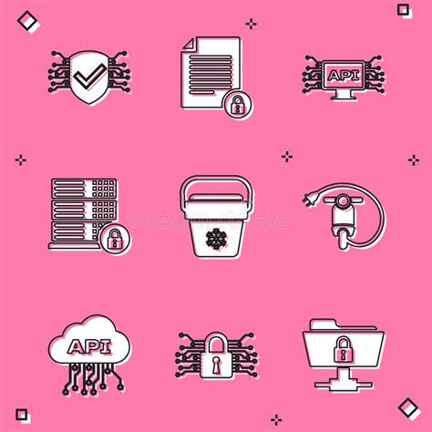 set cyber security document and lock computer api interface server