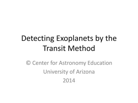 Slides Detecting Exoplanets With Transit V2 Pptx