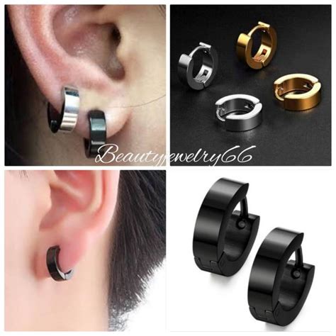 1อัน 💥ส่งไว จิวห่วง ตุ้มหูห่วง จิวสแตนเลส สีดำ ห่วงกลมหน้าแบน Shopee Thailand