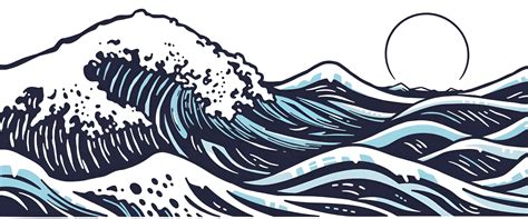 Stylized Ocean Waves Illustration Free Download Ai Scribbles