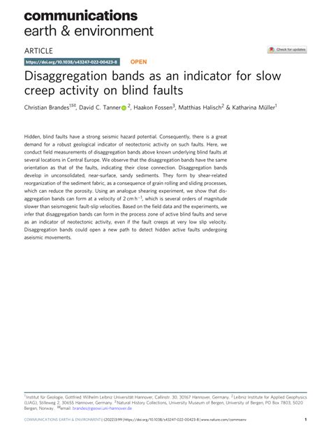 Pdf Disaggregation Bands As An Indicator For Slow Creep Activity On
