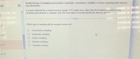 Solved Identify The Type Of Sampling Used Random Solved Identify The Type Of Sampling Used Random