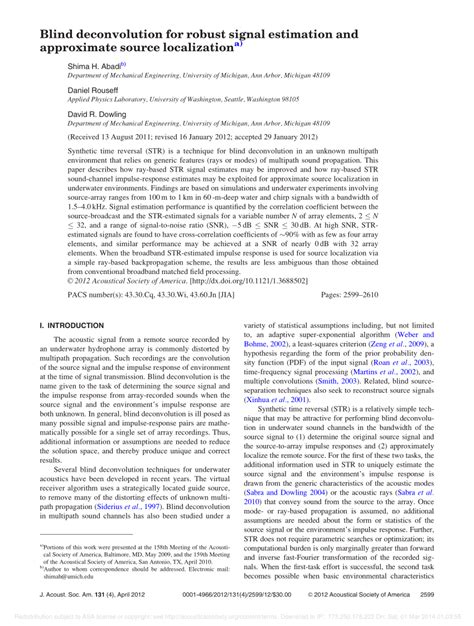 PDF Blind Deconvolution For Robust Signal Estimation And Approximate Source Localization