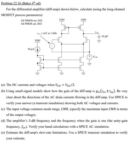 Solved For The Differential Amplifier Diff Amp ﻿shown