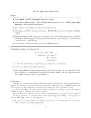 IE Fall Homework Pdf IE Operations Research HW Write Clearly Illegible