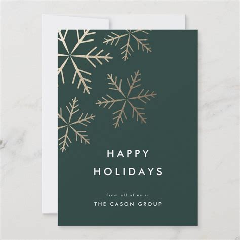 Modern Elegant Gold Snowflakes Business Holiday Card Zazzle