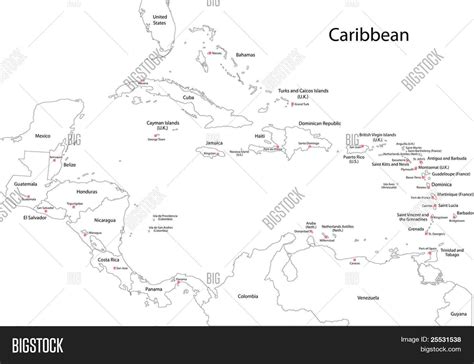 Outline Caribbean Map Image And Photo Free Trial Bigstock