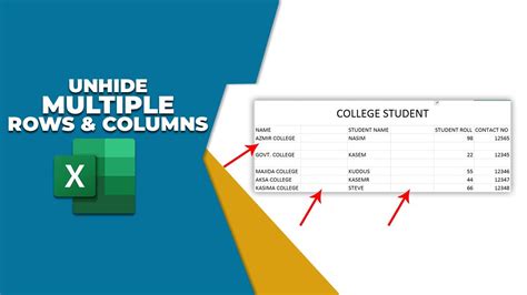 How To Unhide Multiple Rows And Columns In Excel Youtube