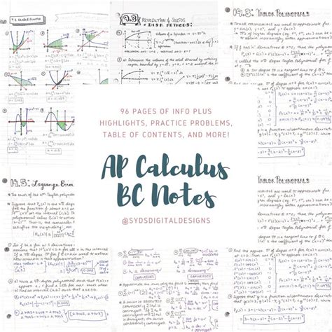 Ap Calculus Bc Notes Etsy Canada Ap Calculus Calculus Notes Calculus