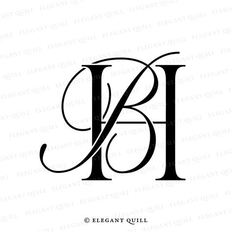 Simplistic Logo Bh Initials Elegant Quill