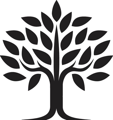 Natures Mark Vector Tree Plantation Symbol In Black Leafy Commitment Dynamic Black Logo Design