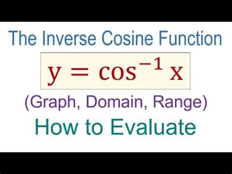 All About The Inverse Cosine Function Ycos 1x Domain Range Graph How To Evaluate Youtube