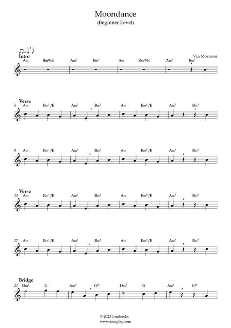 Moondance Niveau Débutant Van Morrison Partition Flûte