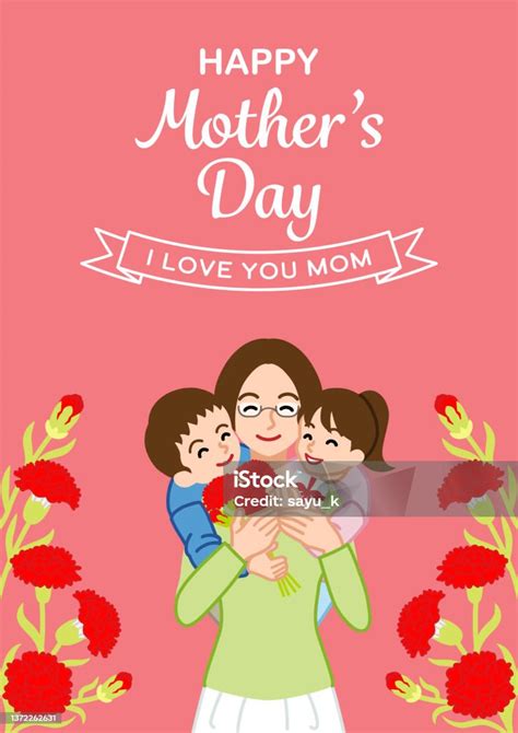 어머니의 날 템플릿 디자인 두 아이를 포용 하는 안경을 착용 하는 어머니 2명에 대한 스톡 벡터 아트 및 기타 이미지 2명 가족 귀여운 Istock