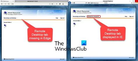 Remote Desktop Tab In Rdweb Is Missing From Edge Remote Desktop Services Windows Server 2012