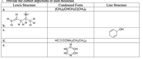 Solved Line Structure Provide The Correct Depictions Of Each Chegg Com