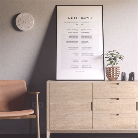 Agile Manifesto And Principles Twelve Agile Values Scrum Master Light Printed Edition Etsy