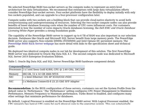 Poweredge R640 For Oracle And Microsoft Sql Server Databases Oracle