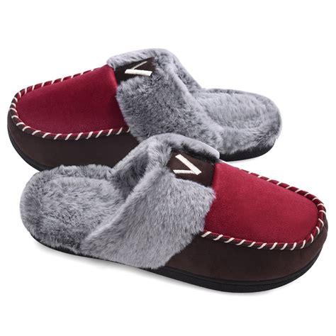 Vonmay Womens Comfy Fuzzy House Slipper Scuff Memory Foam Slip On Warm