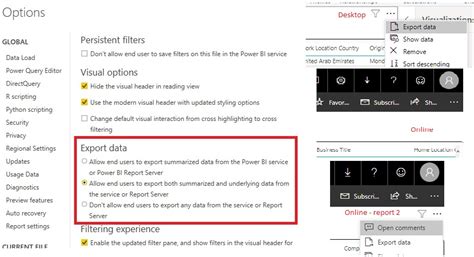 Underlying Data Export Not Working On Powerbi Onli Microsoft