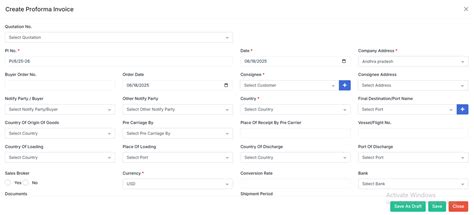 Proforma Invoice Export Software Create Pi For Export Business Shipzy