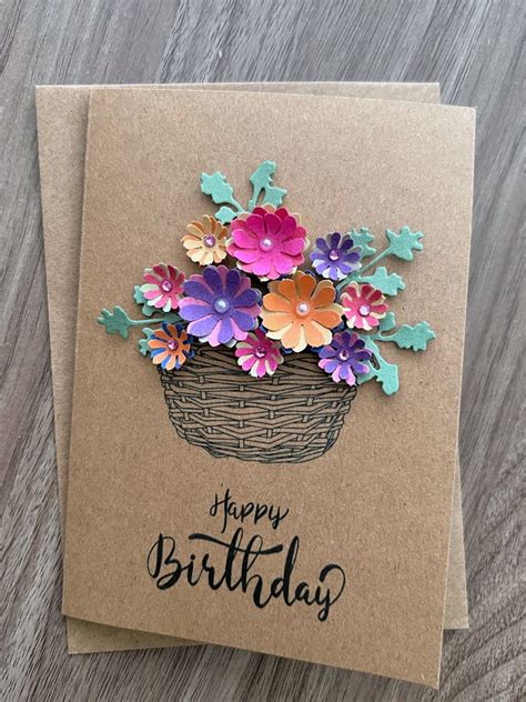 Happy Birthday Card Floral Cards Homemade Cards Flower Cards