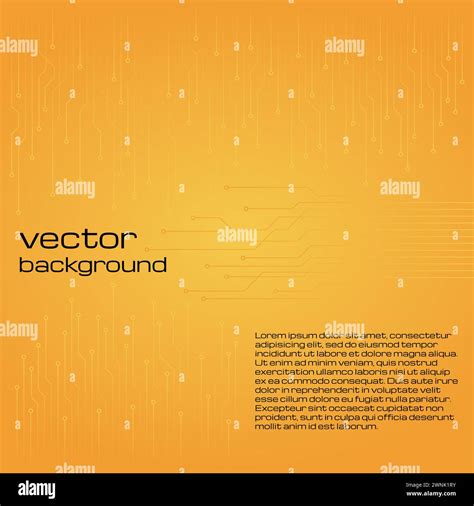 Abstract Technological Yellow Background With Elements Of The Microchip Circuit Board