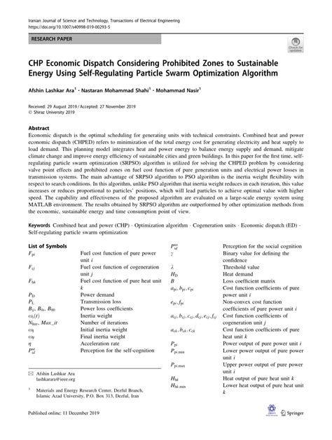 Pdf Chp Economic Dispatch Considering Prohibited Zones To Sustainable Energy Using Self