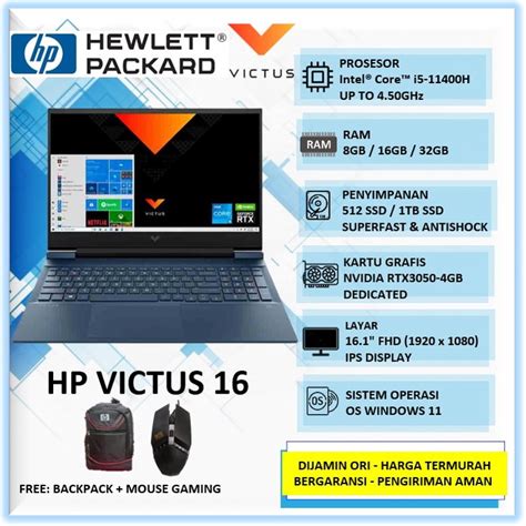 Jual Laptop Gaming Editing Rendering Hp Victus Intel Core I H Ram Gb Gb Gb Ssd Gb