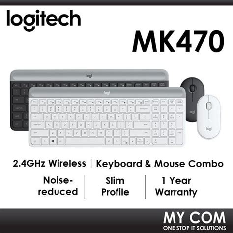 Logitech Mk470 Slim Wireless Keyboard And Mouse Combo With Whisper Quiet Usb Receiver Long