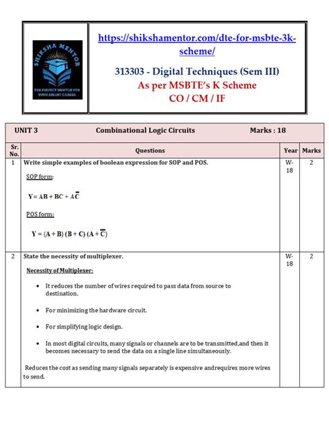 Unit 3 Dte Pdf Logic Gate Computer Science