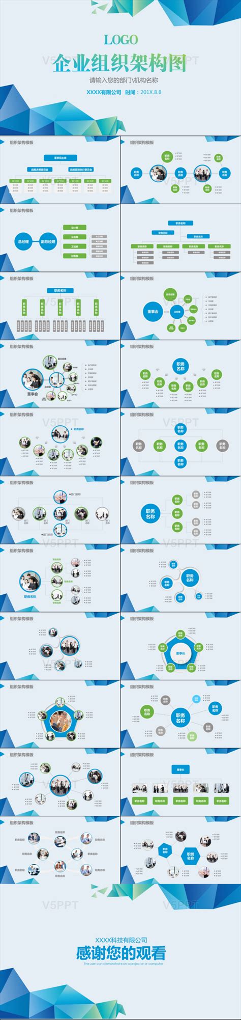 企业组织架构图ppt模板 V PPT