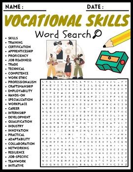 Vocational Skills Word Search Puzzle Worksheets Activities Tpt