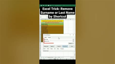 Excel Trick Remove Surname Or Last Name By Shortcut Youtube
