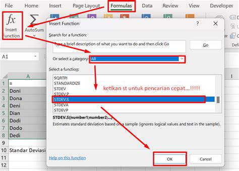 Cara Mudah Dan Cepat Menghitung Standar Deviasi Di Excel